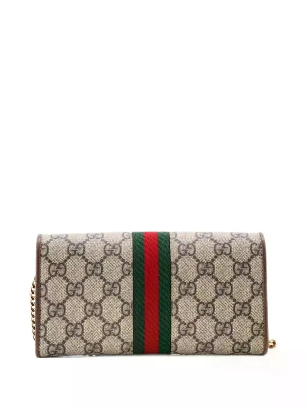 Gucci Ophidia Chain Wallet Gg Coated Canvas Crossbody Bag - Brown