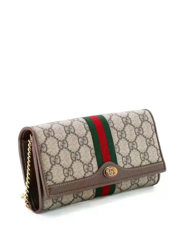 Gucci Ophidia Chain Wallet Gg Coated Canvas Crossbody Bag - Brown