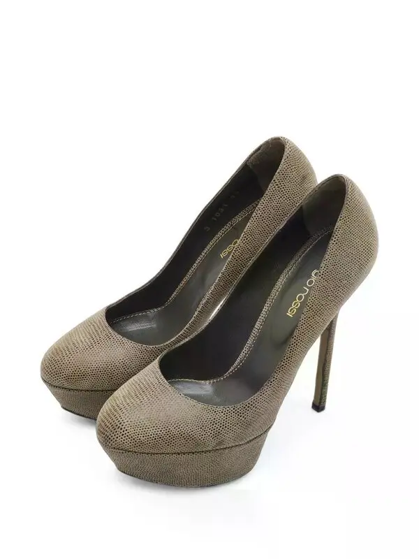 SERGIO ROSSI Metallic Embossed Platform Stiletto Pumps