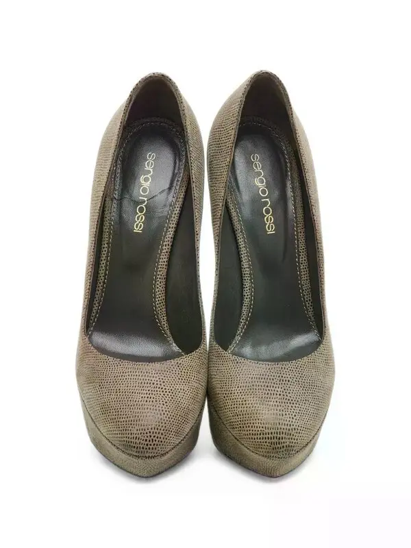 SERGIO ROSSI Metallic Embossed Platform Stiletto Pumps