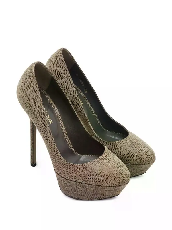 SERGIO ROSSI Metallic Embossed Platform Stiletto Pumps