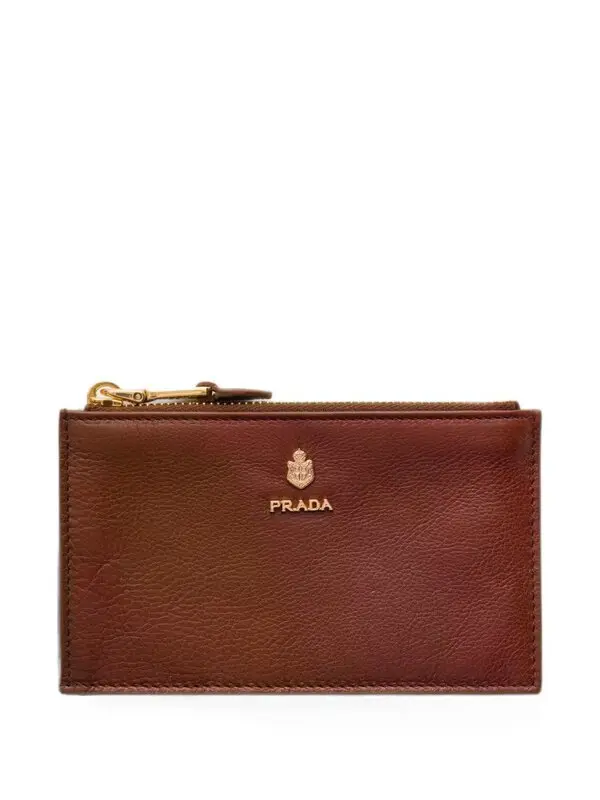 Prada Leather Card Holder - Brown