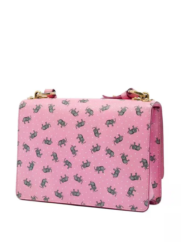 Prada Saffiano Elephant Print Crossbody Bag