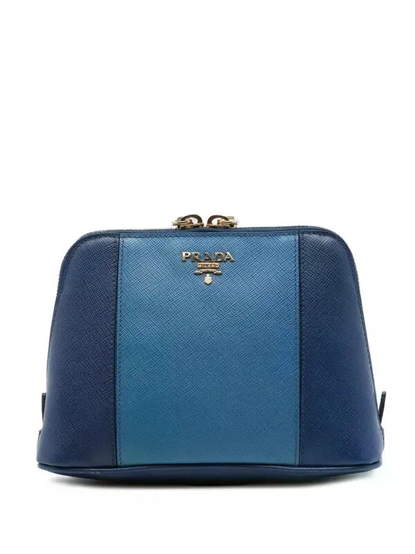 Prada 2013-2026 Bicolor Saffiano Dome Clutch Bag