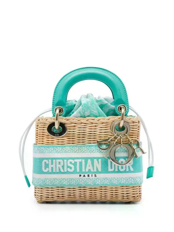 Dior 2024 Mini Wicker Lady Satchel - Neutrals