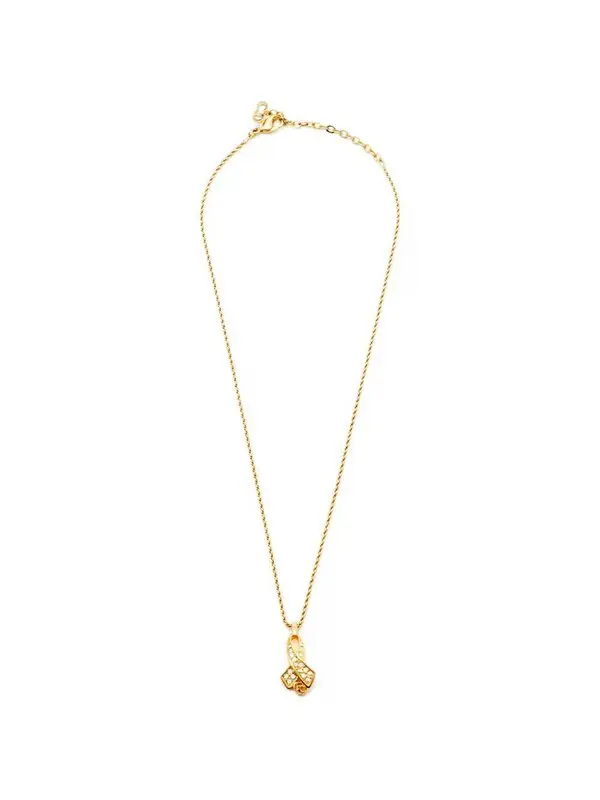 Dior Crystal Ribbon Cd Pendant Necklace