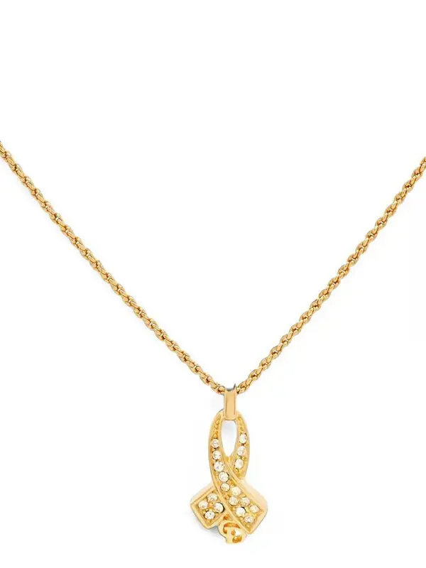 Dior Crystal Ribbon Cd Pendant Necklace