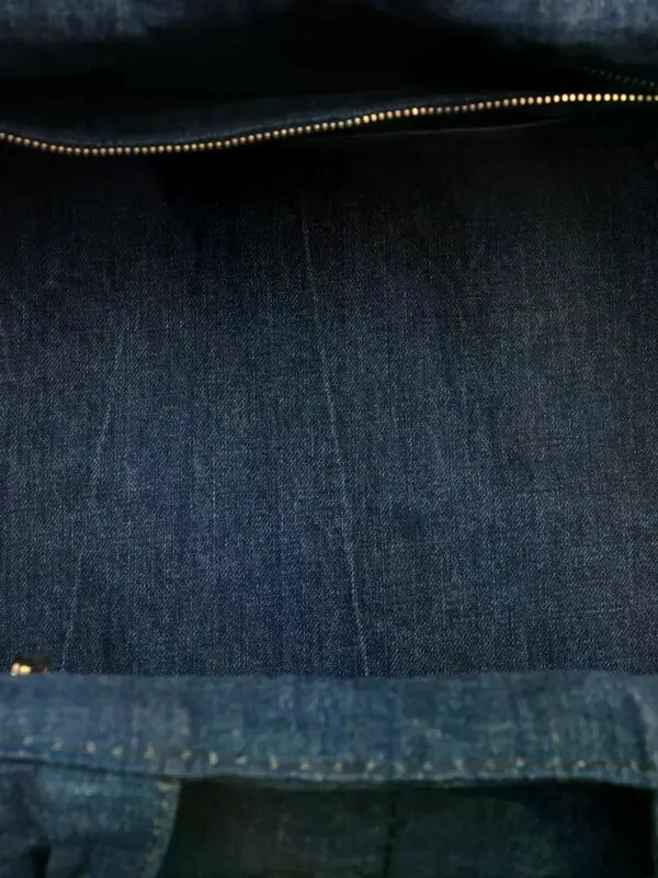 Prada Large Denim Logo Tote Satchel