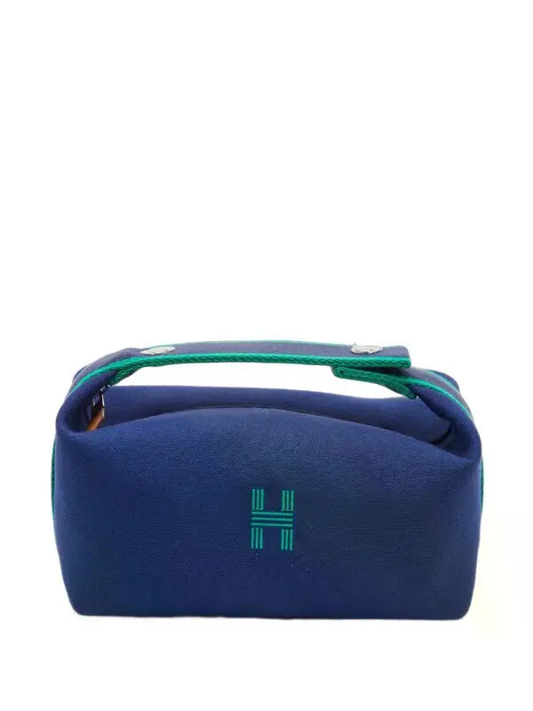 Hermès Bride-a-brac Toile H Logo-embroidered Clutch Bag - Blue