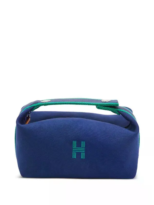 Hermès Bride-a-brac Toile H Logo-embroidered Clutch Bag - Blue