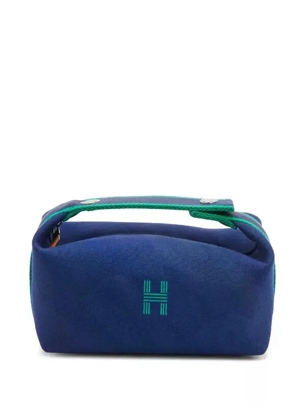 Hermès Bride-a-brac Toile H Logo-embroidered Clutch Bag - Blue
