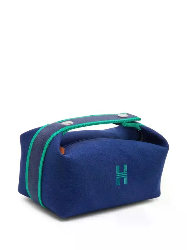 Hermès Bride-a-brac Toile H Logo-embroidered Clutch Bag - Blue