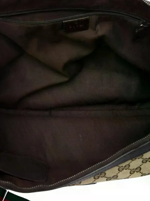 Gucci Gg Canvas Web Half Moon Crossbody Bag