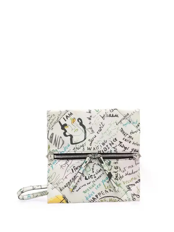MAISON MARGIELA 2000-2026 Leather Graffiti Front Zip Pouch Coin Pouch