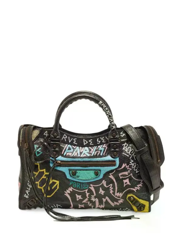 Balenciaga Graffiti Classic City Shoulder Bag - Black