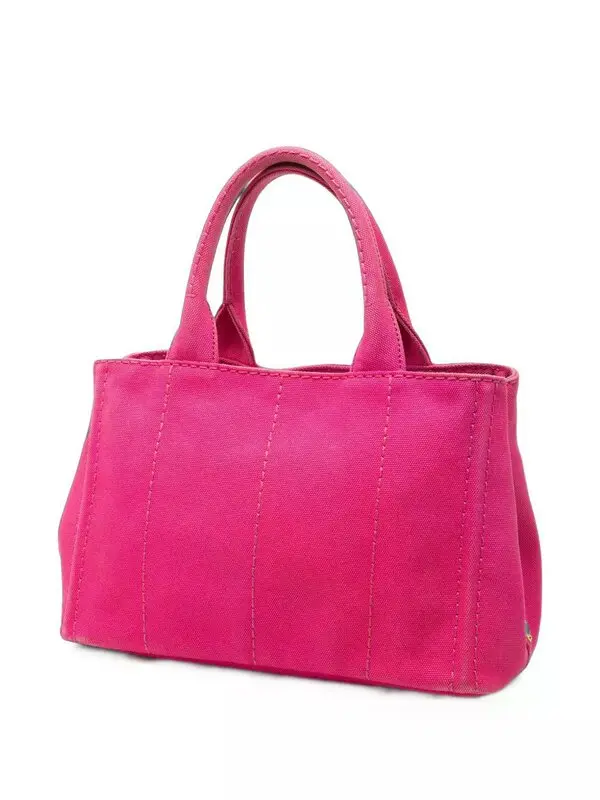 Prada Small Canvas Logo Tote Satchel - Pink