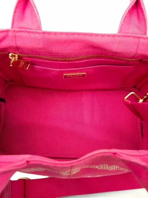 Prada Small Canvas Logo Tote Satchel - Pink