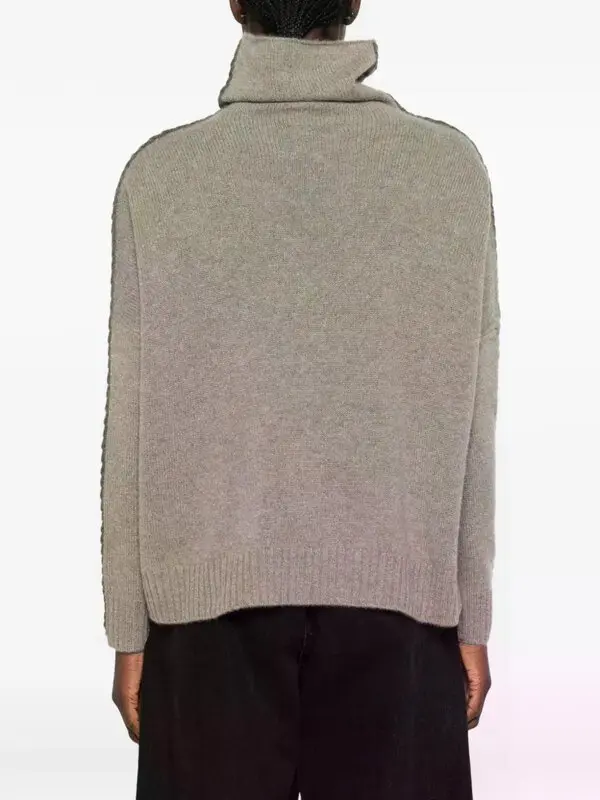 KUJTEN Thea Whipstitch-trim High Neck Sweater - Green