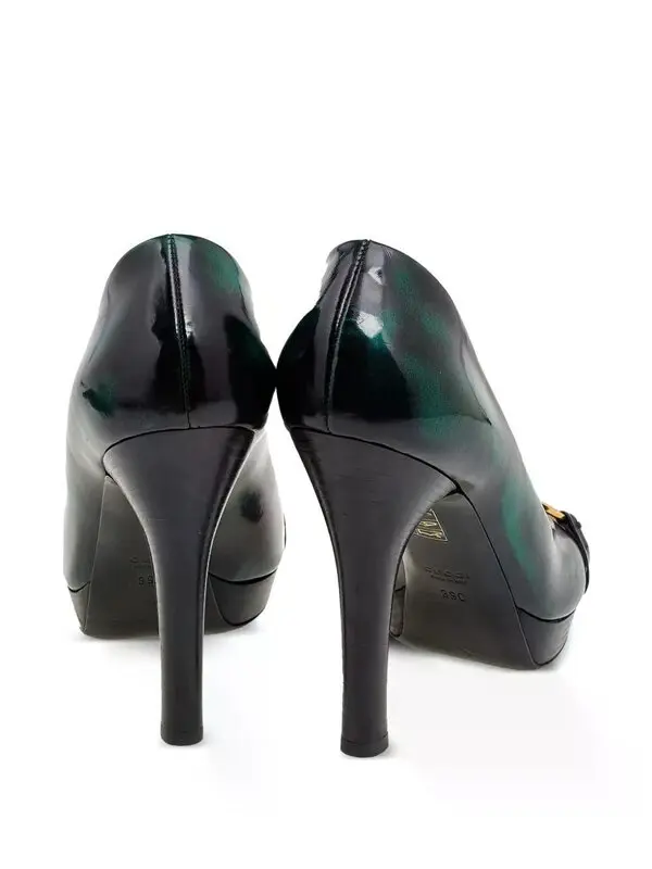 Gucci Horsebit Peep-toe High Heel Pumps - Green