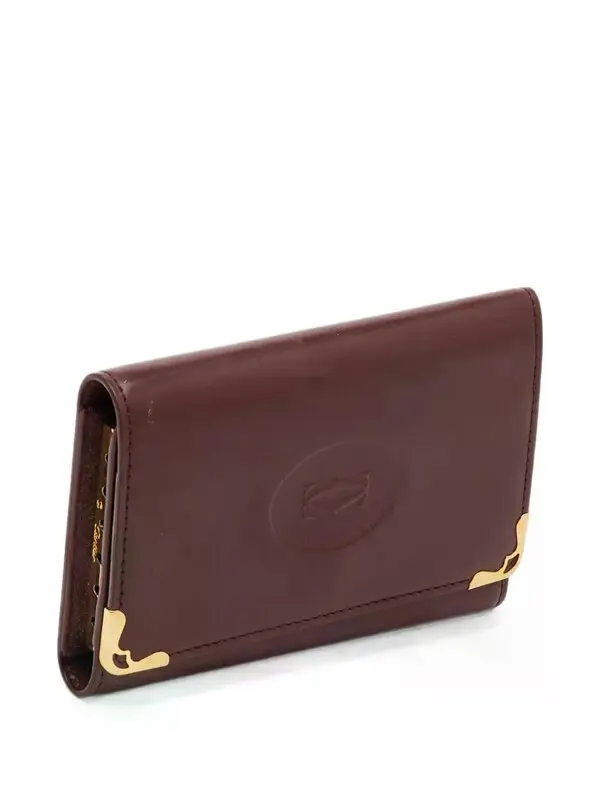 Cartier Burgundy Leather Embossed Logo Key Holder