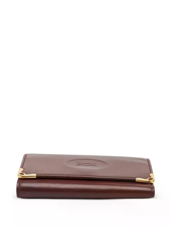 Cartier Burgundy Leather Embossed Logo Key Holder