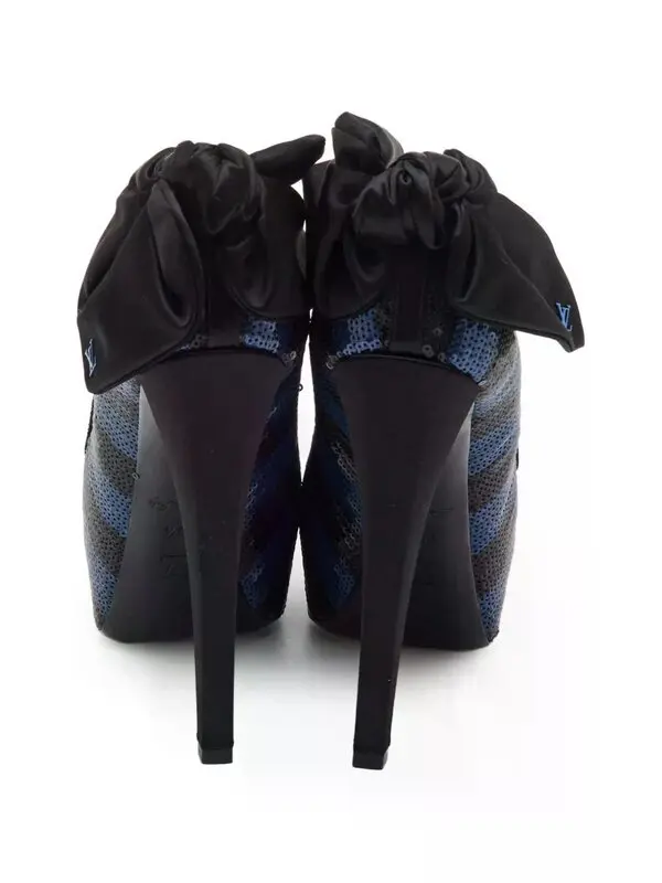 LOUIS VUITTON Sequin-embellished Peep-toe High Stiletto Heel Sandals - Black