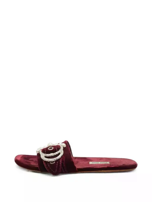 Miu Miu Velvet Buckle Strap Slip-on Sandals