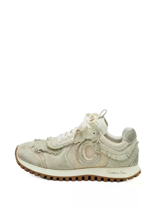 Dior Suede Fringed C Logo Sneakers - Neutrals