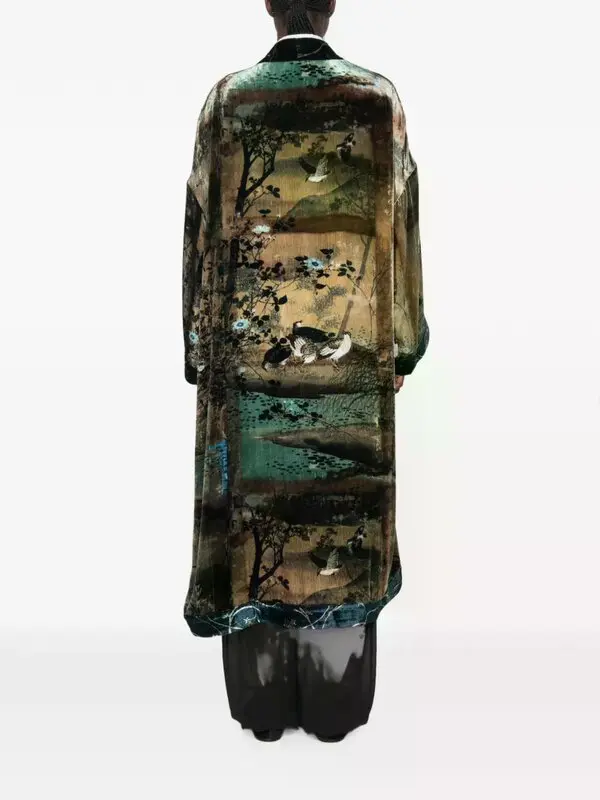 PIERRE-LOUIS MASCIA Landscape-print Velvet Coat