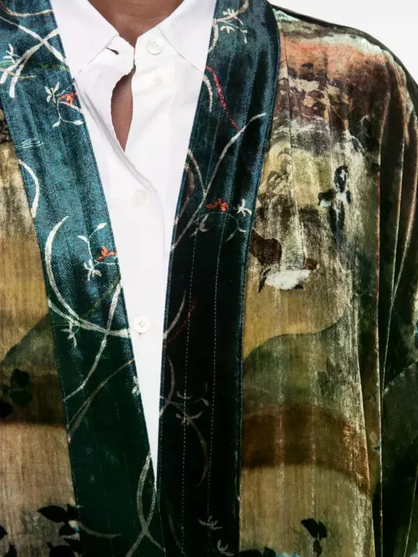 PIERRE-LOUIS MASCIA Landscape-print Velvet Coat