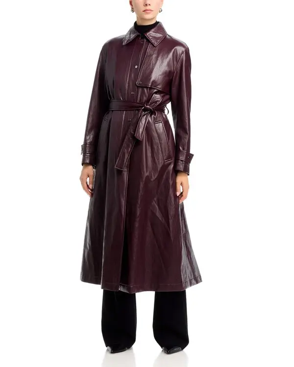 Herno Belted Faux Leather Trench Coat