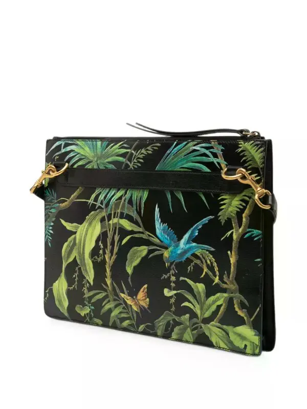 Gucci 2016-2026 Calfskin Tropical Bird Print Crossbody Bag - Black