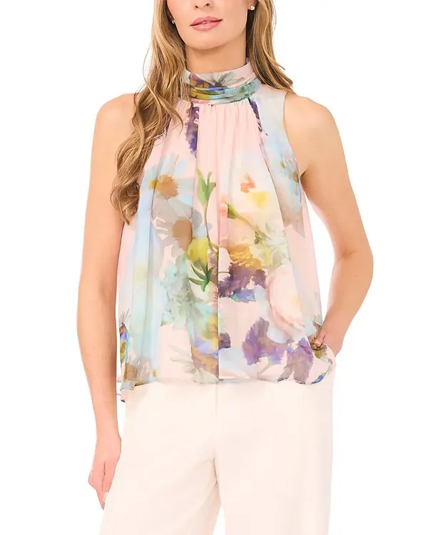 Ted Baker London Sleeveless Floral Print High Neck Top