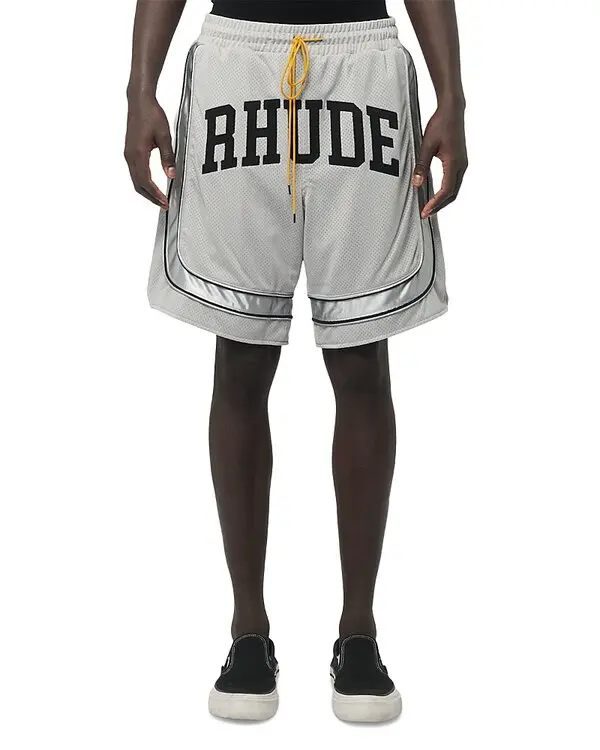 R H U D E Baggy 10.5 Logo Drawstring Shorts - Grey/silver