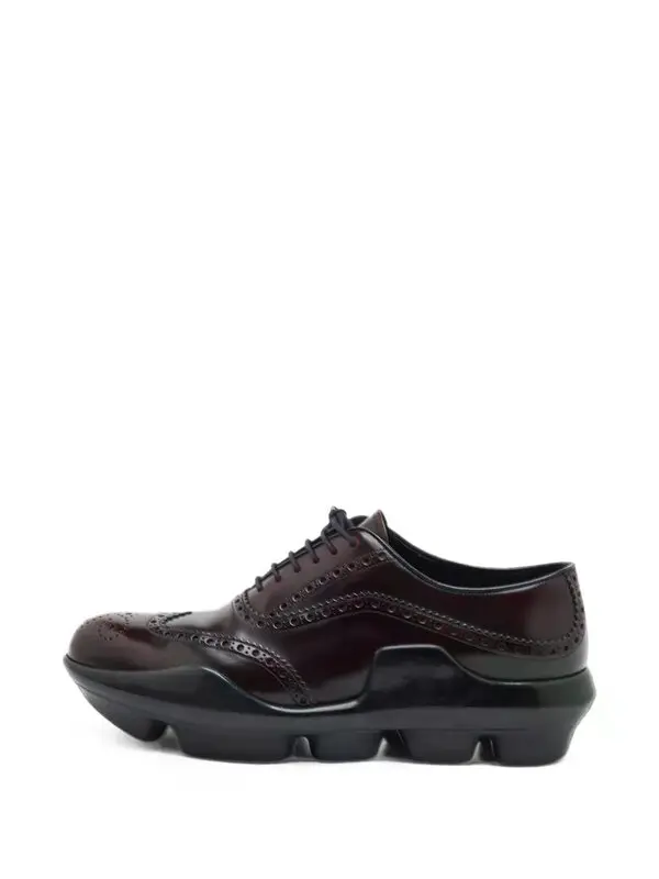 Prada Burgundy Leather Wingtip Brogue Oxford Shoes
