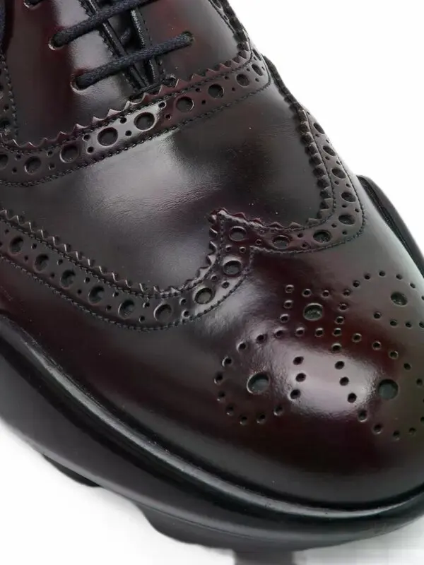 Prada Burgundy Leather Wingtip Brogue Oxford Shoes