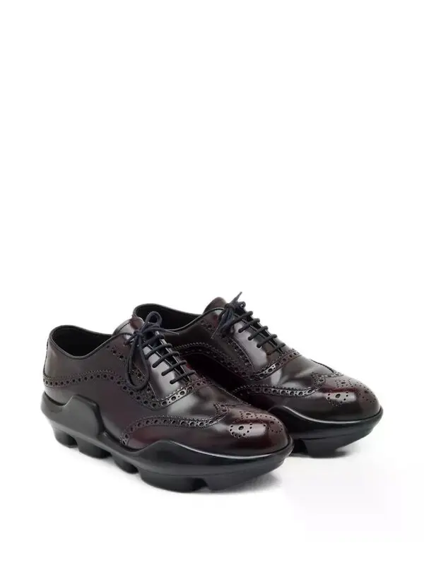 Prada Burgundy Leather Wingtip Brogue Oxford Shoes