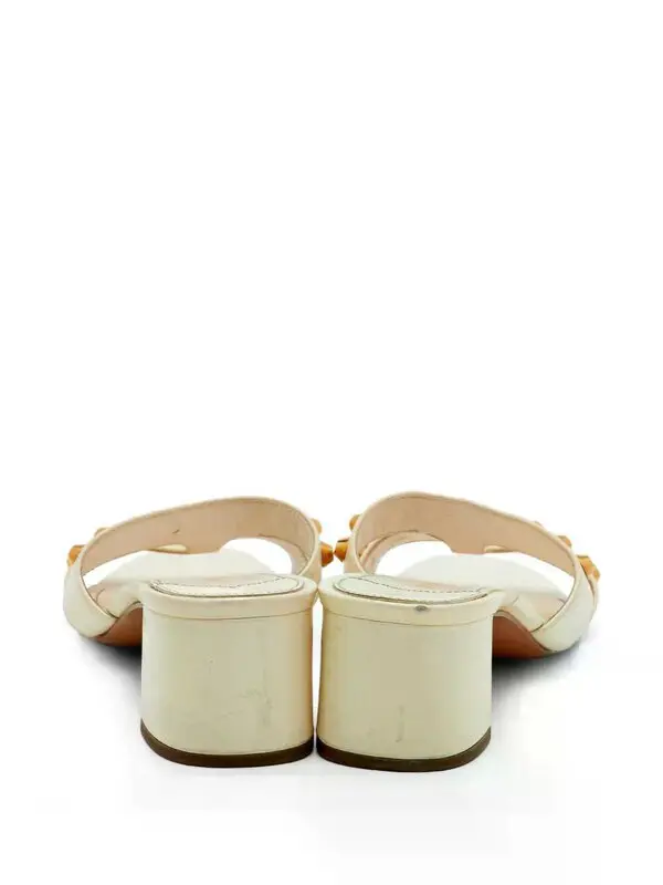Prada Cream White Leather Studded Block-heel Sandals