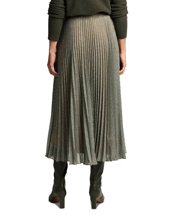 Vince Sheer Houndstooth Pleated Pull-on Skirt