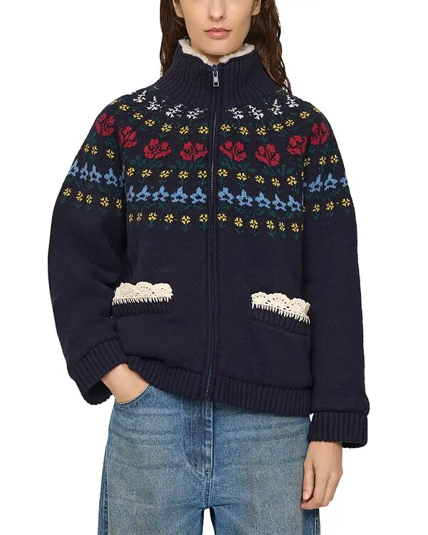 Sea Preston Sherpa Lined Cardigan Jacket
