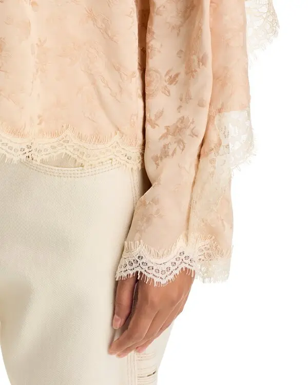Sea Shay Lace Trim Long Sleeve Top