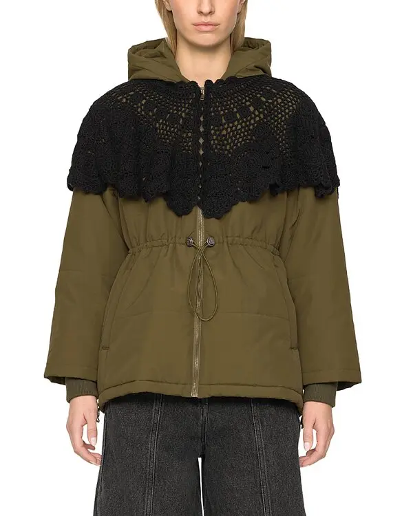 Sea Wright Crochet Cape Puffer Coat