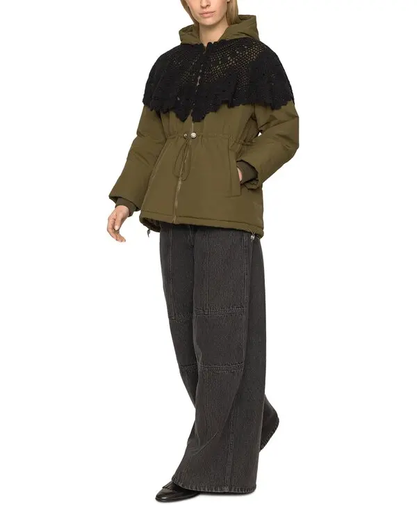 Sea Wright Crochet Cape Puffer Coat