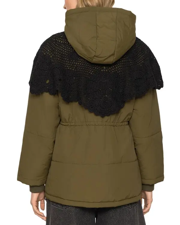Sea Wright Crochet Cape Puffer Coat