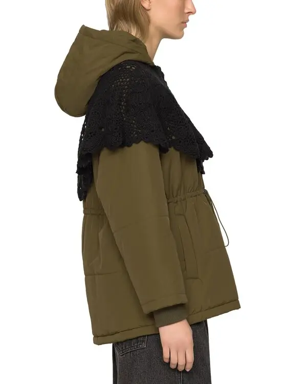 Sea Wright Crochet Cape Puffer Coat