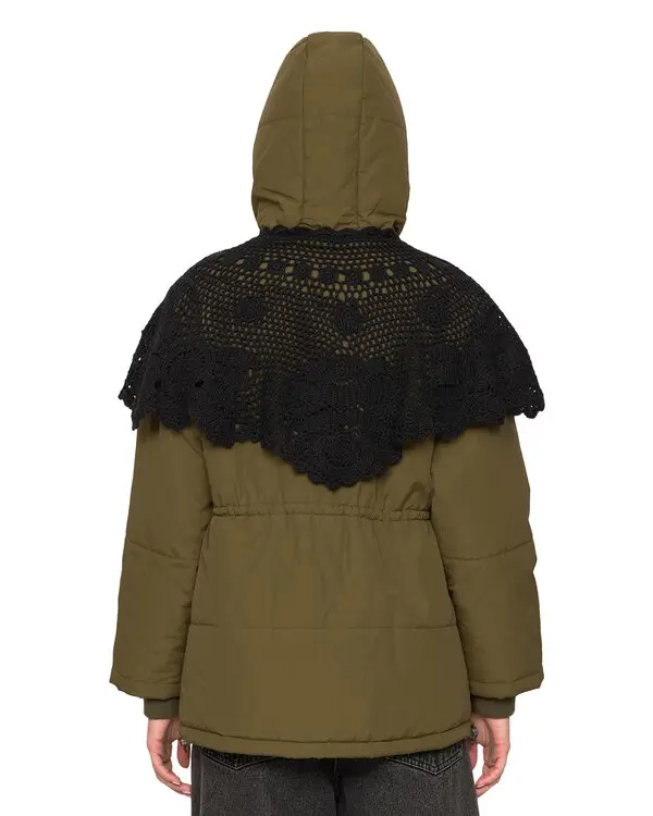 Sea Wright Crochet Cape Puffer Coat