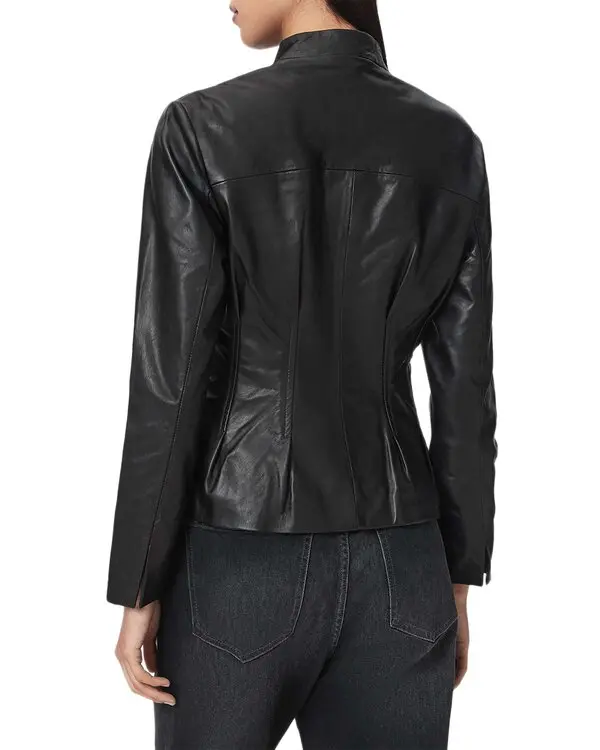 ALLSAINTS Clo Leather Peplum Hem Moto Jacket