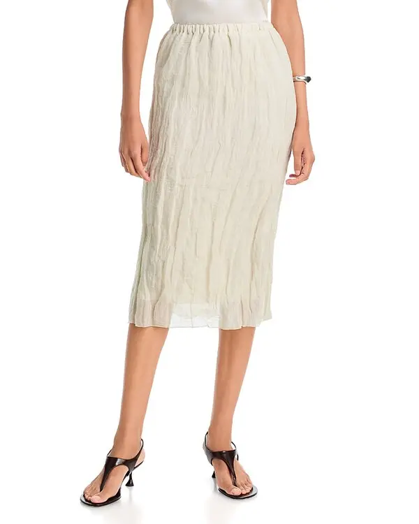 RÓHE Textured Cotton Blend Midi Skirt - Cream
