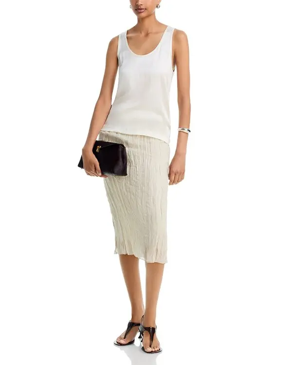 RÓHE Textured Cotton Blend Midi Skirt - Cream