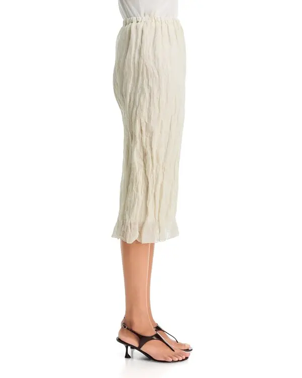 RÓHE Textured Cotton Blend Midi Skirt - Cream